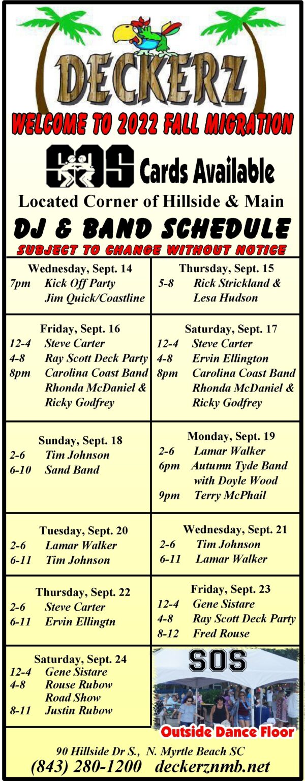 SOS Fall Migration Schedule North Myrtle Beach - Explore NMB