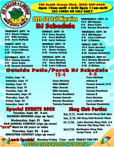 SOS Fall Migration Schedule North Myrtle Beach - Explore NMB